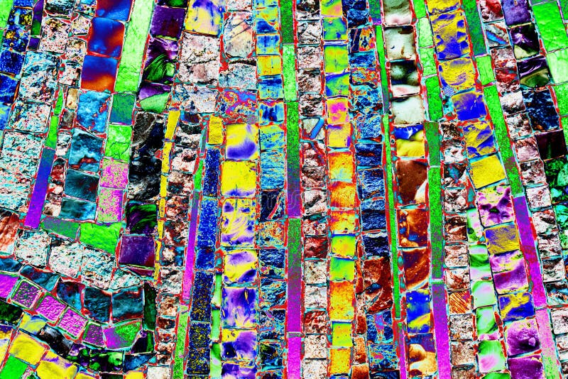 Rows of Colorful Mosaic Texture, Modified Color. Stock Image - Image of ...