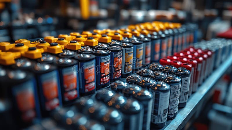 Rows of Colorful Spray Paint Cans on a Metal Shelf in a Hardware Store ...