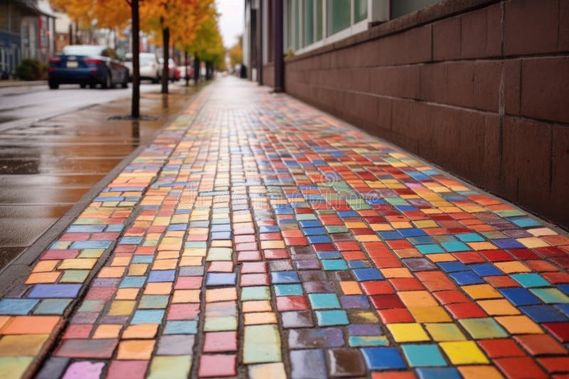 Rows of Colorful Tiles on Urban Sidewalk Stock Illustration ...