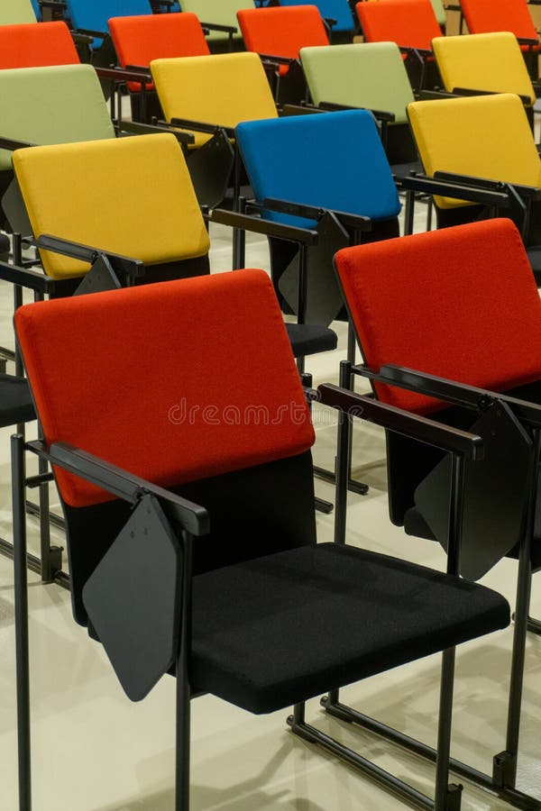 Rows of Colourful Seats in the Hall Stock Photo - Image of seat, event ...