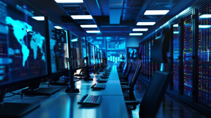 Rows Of Computer Monitors In A Server Room Stock Image Image Of Technology Computing 314911811