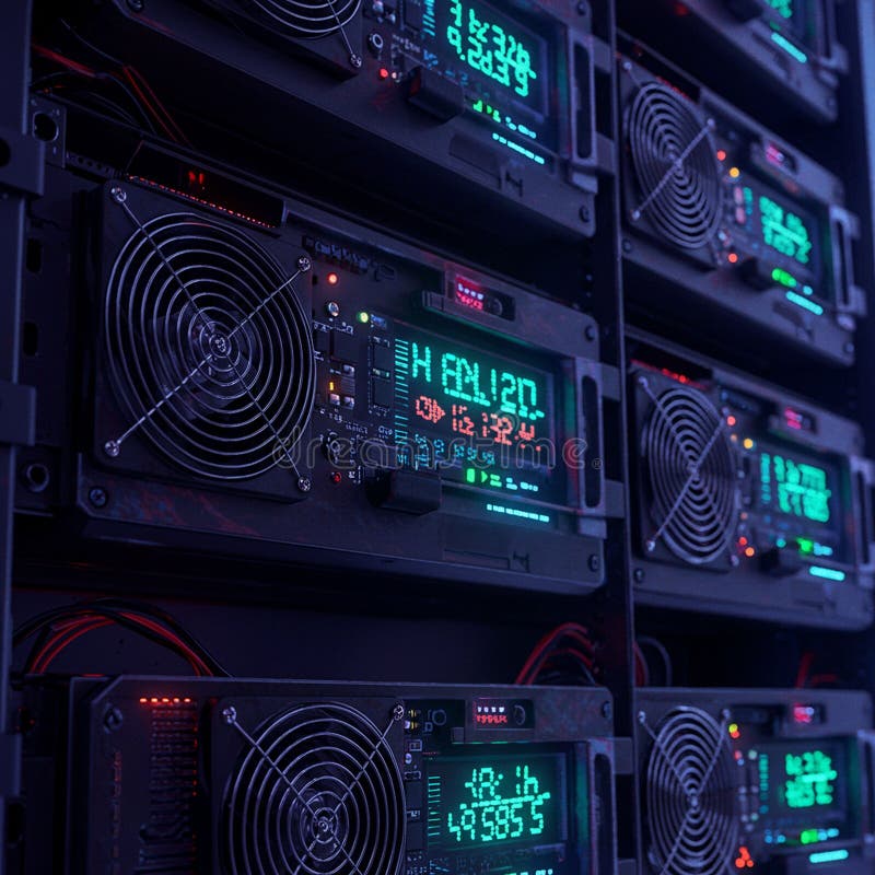 Rows of Computer Servers are Lined Up, Displaying LED-lit Data Metrics ...