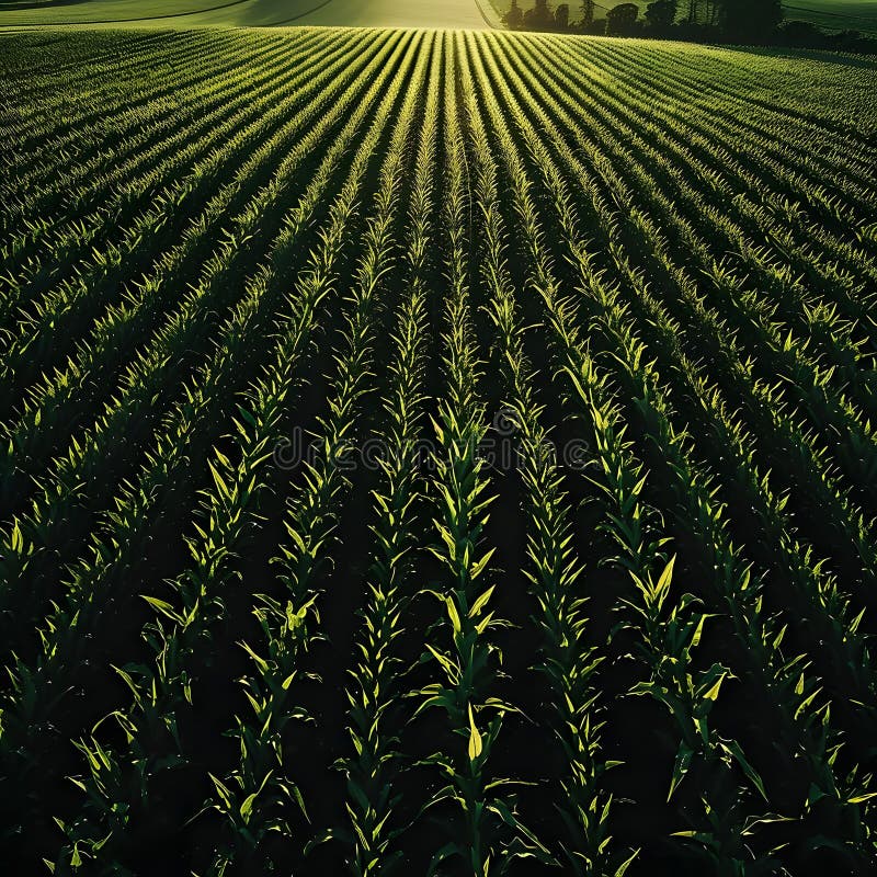 Rows of Corn Field stock illustration. Illustration of stems - 343365739