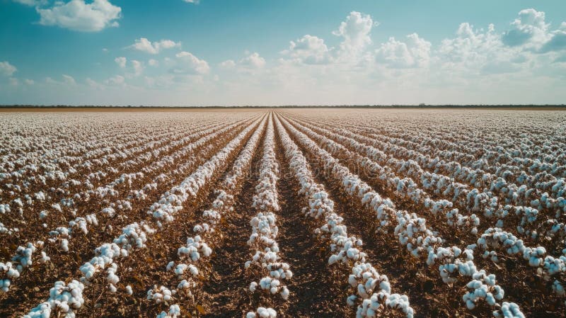 Rows of Cotton Bolls in a Field Stock Illustration - Illustration of ...