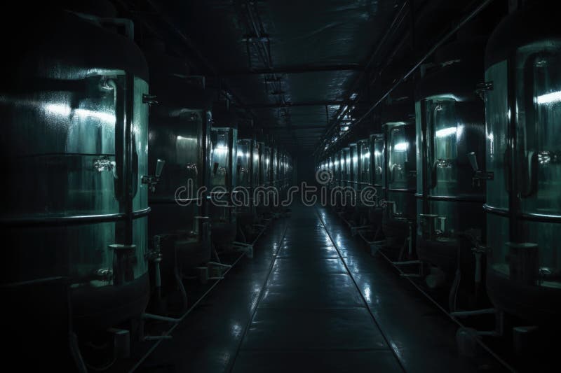 A Dimly Lit Room with Black Curtains and a Wooden Floor. Generative Ai ...