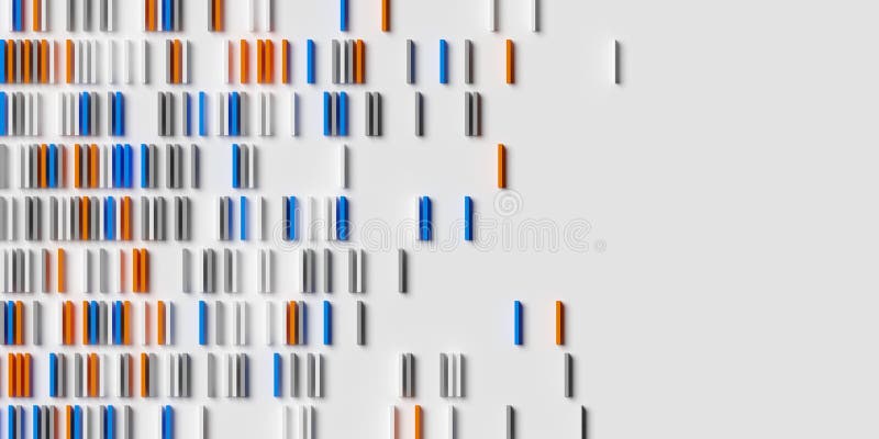 Rows of Cubes or Boxes Array on White Background Fading Out, Abstract ...