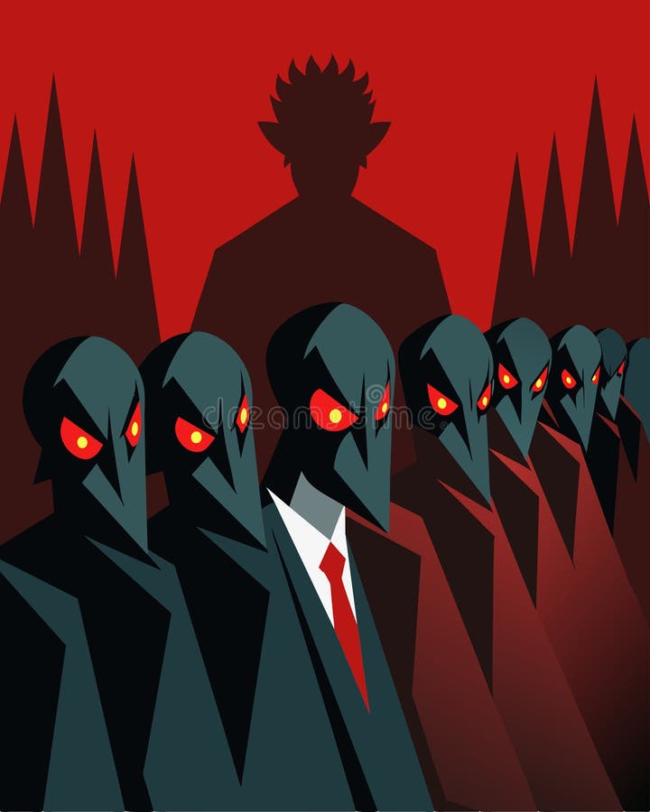 Rows of Dark Intimidating Shadows Stand in Formation Representing a ...