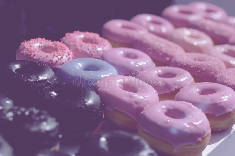 Rows of Delicious Donuts on Display Shelf. Generative AI Stock ...