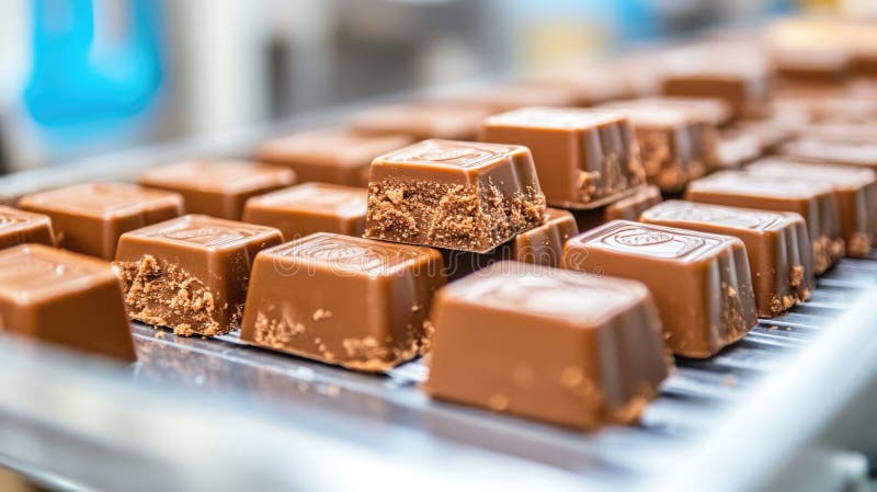 Rows of Delicious Milk Chocolate Cubes with Textured Surface on Display ...
