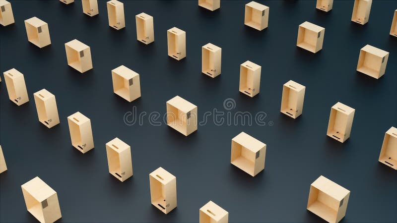 Rows of delivery boxes stock illustration. Illustration of render ...