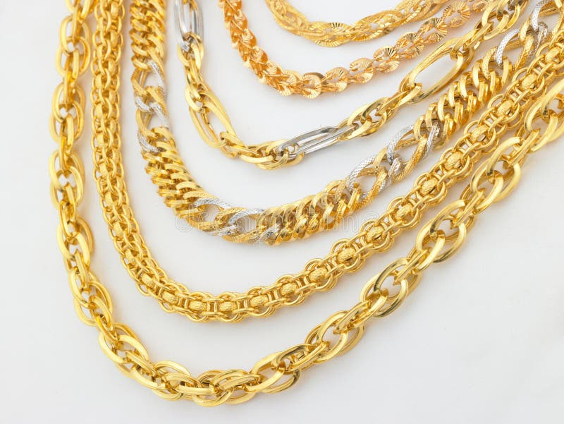 Bunch of gold chains stock photo. Image of accessory, bunch - 8386086