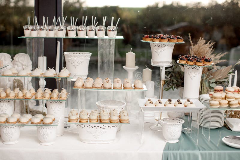 Rows of Desserts on the Wedding Table Stock Image - Image of restaurant ...