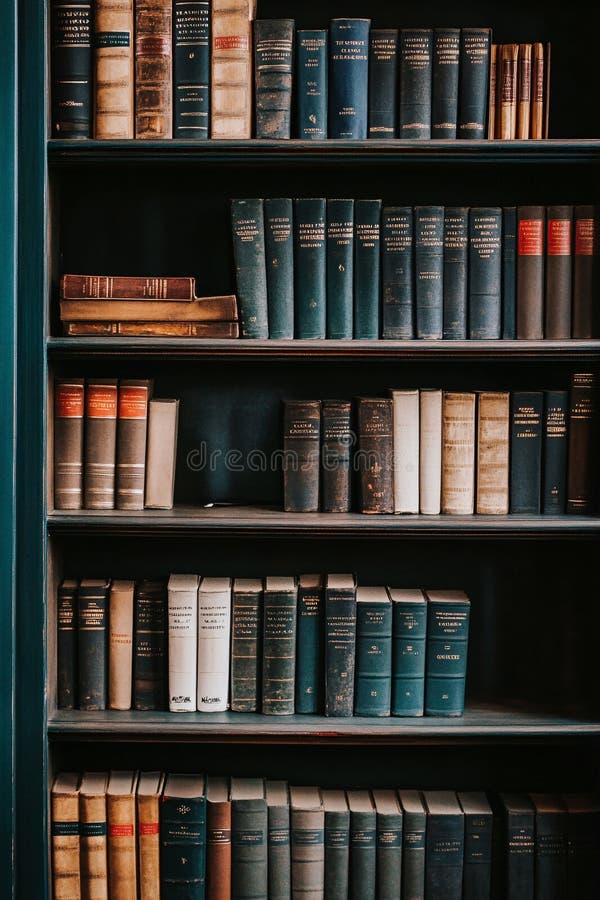 Rows of Different Books in Library Bookshelves Stock Illustration ...