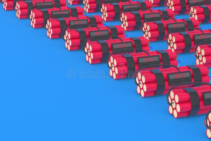 Rows of Dynamite Bombs with Digital Timer. Countdown and Deadline Stock ...