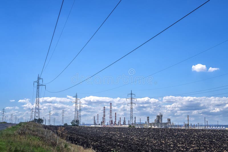 Rows of Electrical Towers and Power Lines. Stock Image - Image of metal ...