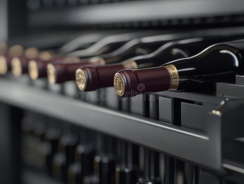 Rows of Elegant Wine Bottles in Storage Rack Stock Illustration ...