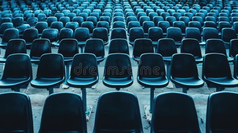 Rows of Empty Black Chairs in a Stadium Stock Image - Image of event ...