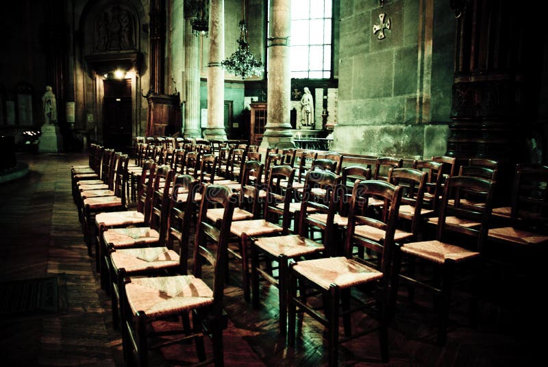 Rows of Empty Chairs in a Church Stock Photo - Image of europe ...