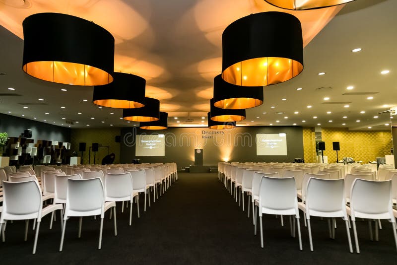 Rows of Empty Chairs for a Conference in a Large Auditorium Hall ...