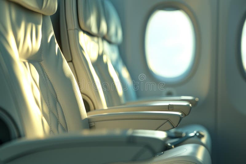 Empty Airplane Seats Waiting for Passengers by Window Stock Photo ...