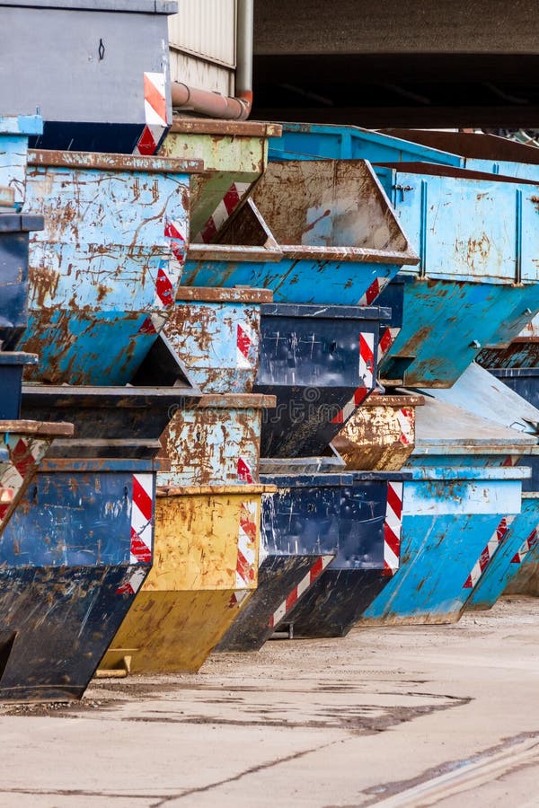 Rows of empty garbage tips stock image. Image of rubbish - 41912755