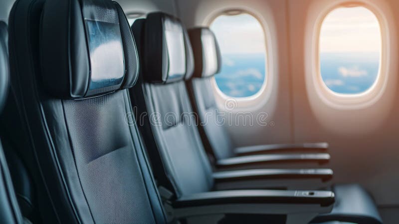 Airplane Seats Empty Aircraft Interior Flight Travel View from Airplane ...
