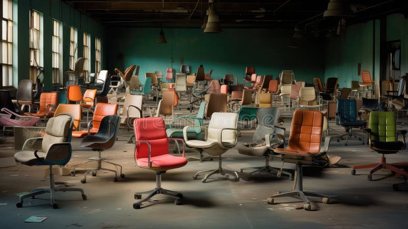 Rows empty office chairs stock illustration. Illustration of ...