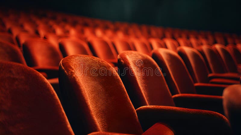 Empty Red Velvet Seats Creating Lines in a Theatre Stock Image - Image ...