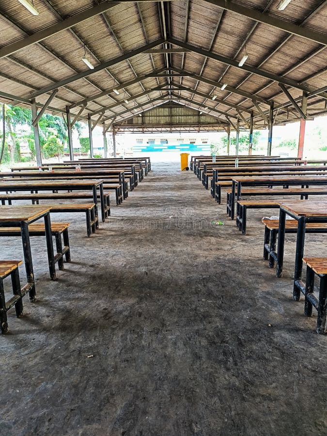 Rows of Empty Tables Where Lunch Breaks Stock Photo - Image of clean ...
