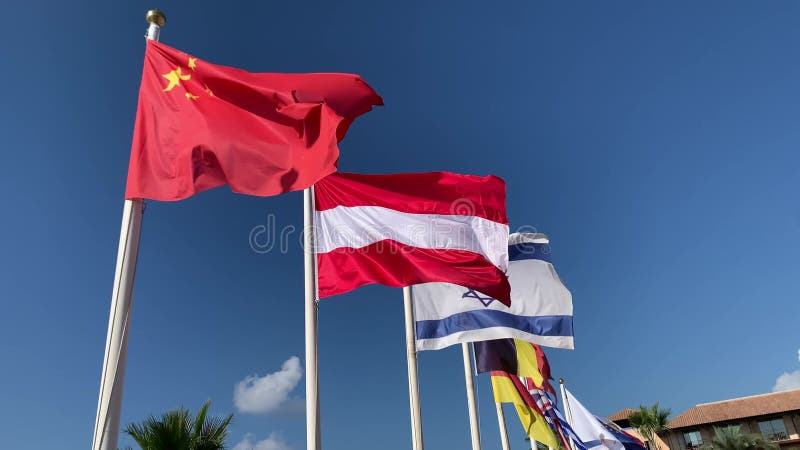 Rows of European Flags and Flags of the World Countries Stock Video ...