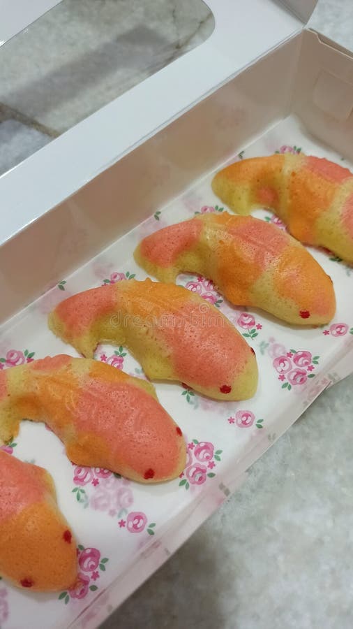 Rows of Fish Shaped Cake on a Tray in the Kitchen Stock Image - Image ...