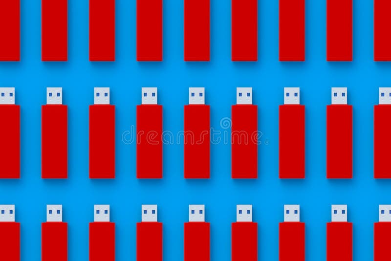 Rows of Flash Drives, Usb Memory Sticks Stock Illustration ...