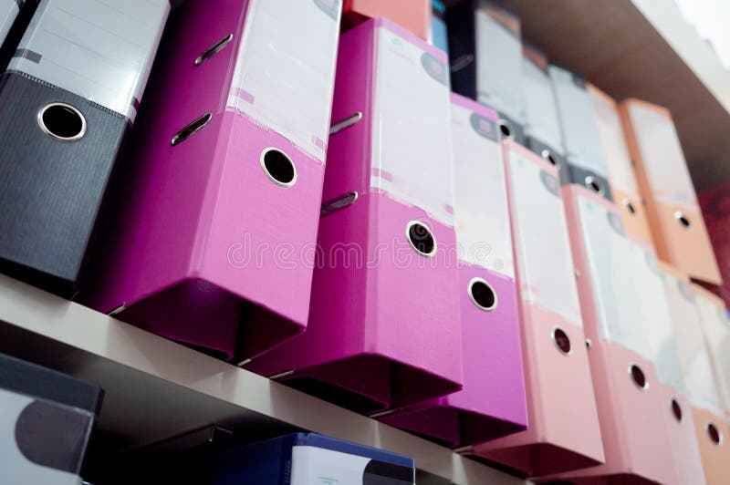 Rows of Folders for Bookkeeping Lie on a Shelf Stock Photo - Image of ...