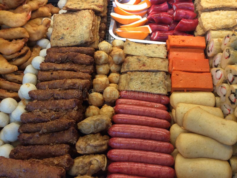 Rows of food stock photo. Image of weird, fishcake, fishball - 51176080