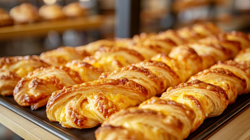 Rows of Fresh Golden Pastries on a Baking Tray. Stock Image - Image of ...