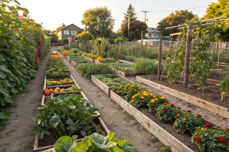 Rows of Fresh Vegetables, Fruits, and Flowers Stock Illustration ...
