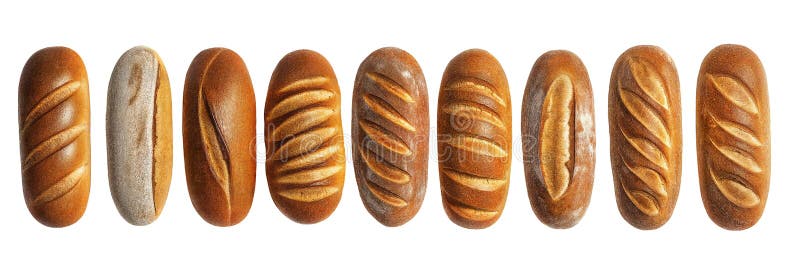 Freshly Baked Bread Rolls Arranged in a Neat Row Showing Various ...
