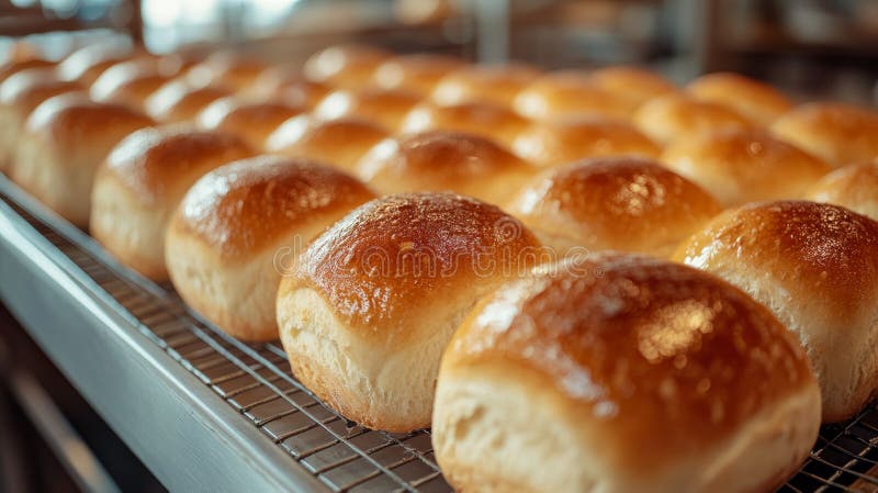 Rows Freshly Baked Buns Cooling Racks Stock Photos - Free & Royalty ...