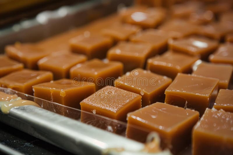 Freshly Made Caramel Candy Cooling on a Baking Sheet Stock Illustration ...