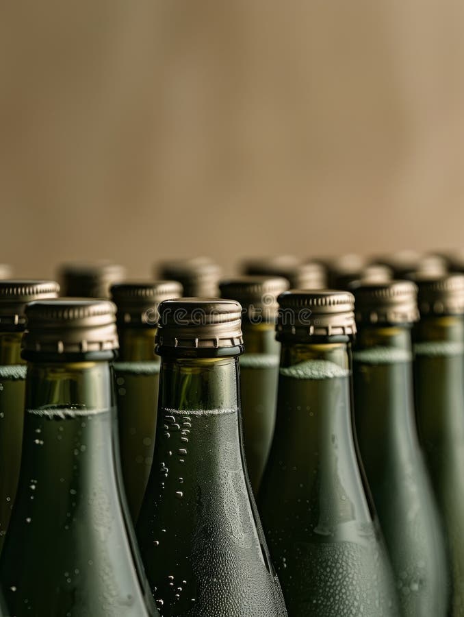 Rows of Frosted Glass Bottles with Condensation. Stock Photo - Image of ...