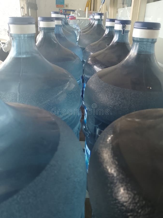 Rows of Gallons of Mineral Water Ready To Be Sold Stock Photo - Image ...