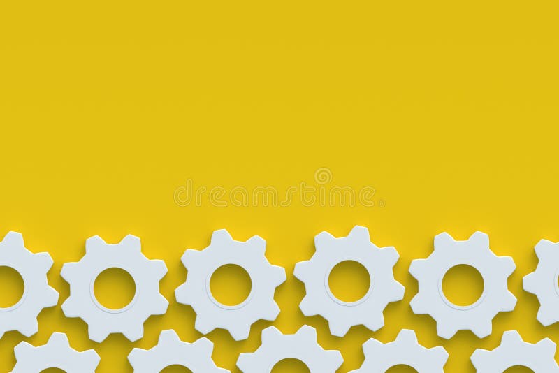 Yellow Gear on Blue Background Stock Illustration - Illustration of ...