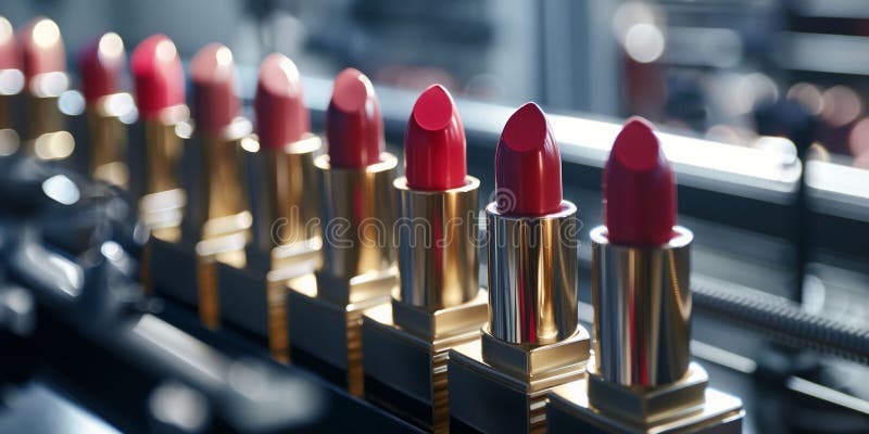 Rows of Glamour Lipsticks on a Conveyor Belt, Showcasing the Assembly ...