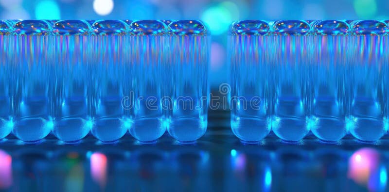 Rows of Glass Tubes Reflect Light in Laboratory with Shiny Theme Stock ...