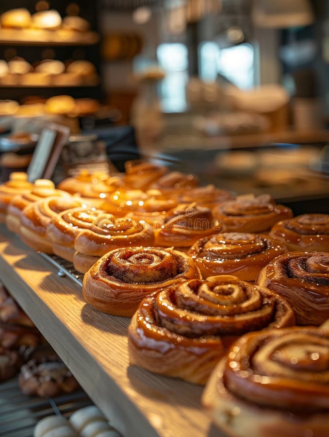 Rows Glazed Cinnamon Rolls Bakery Stock Photos - Free & Royalty-Free ...