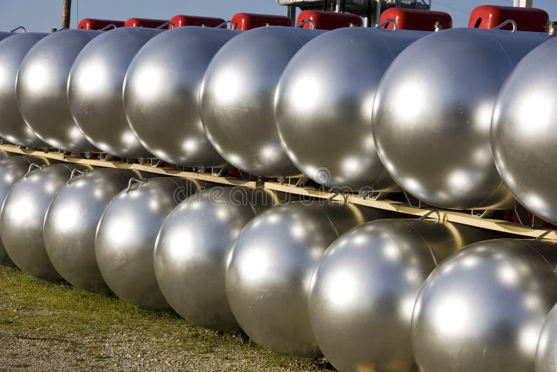 Rows of Gleaming Propane Tanks Stock Photo - Image of tanks, storage ...