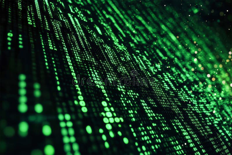 Rows of Glowing Green Binary Code Create a Seamless Digital Background Inspired by Futuristic ...