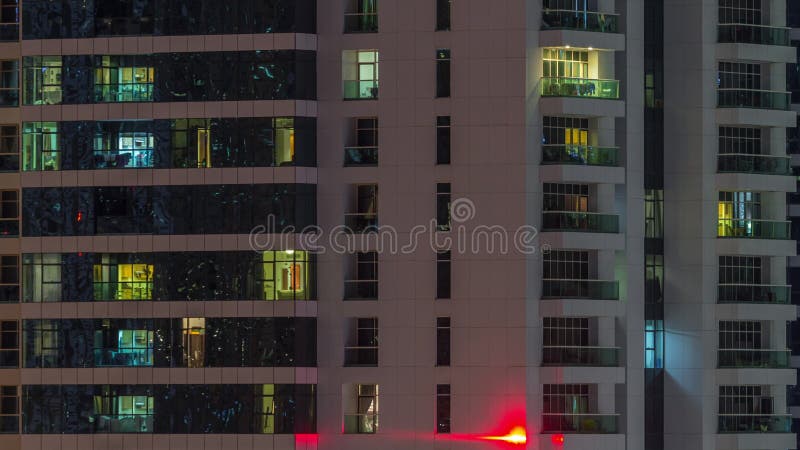 Big Glowing Windows in Modern Office and Residential Buildings ...
