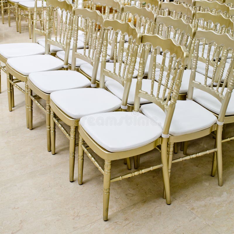 Rows of Gold Chairs - Meeting Background Stock Image - Image of hall ...