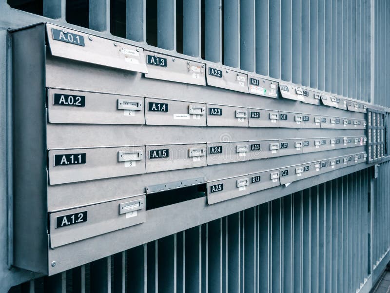 Rows of Gray Post Boxes on the Street in Brussels Stock Photo - Image ...